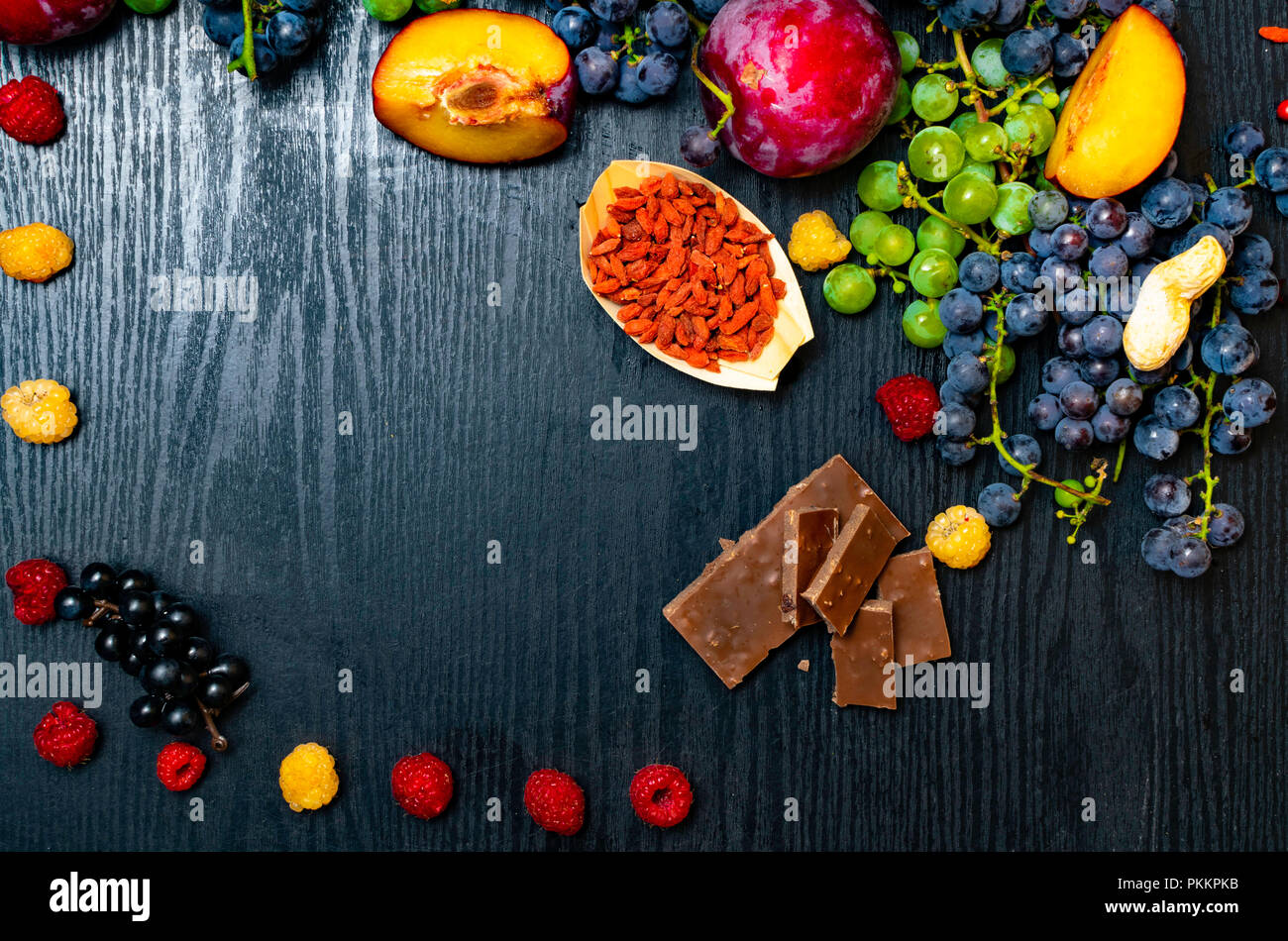 food for your health. Brain boosting health food background border with ...