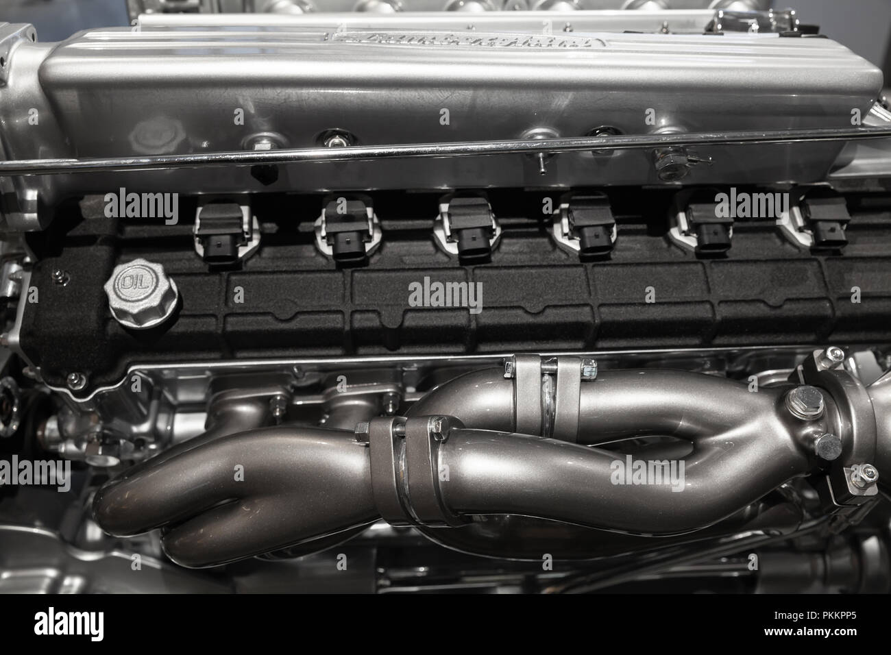 St.Petersburg, Russia - November 6, 2017: Cylinder block and air blower ...