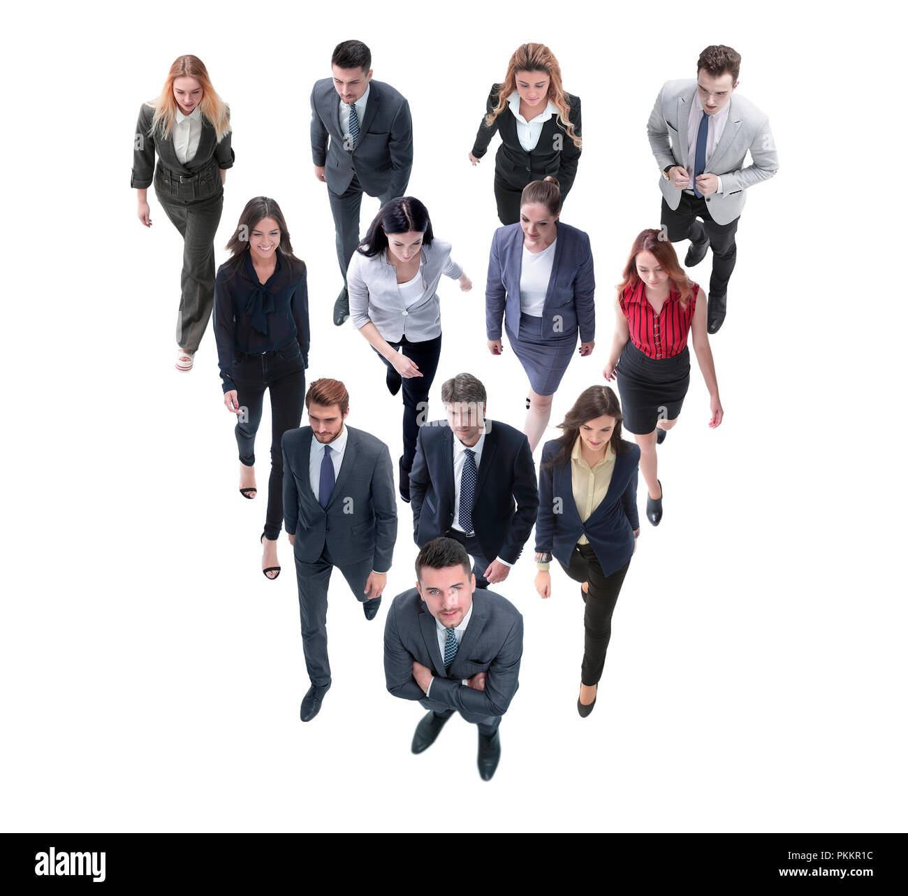 going business people behind the leader. isolated on white Stock Photo ...