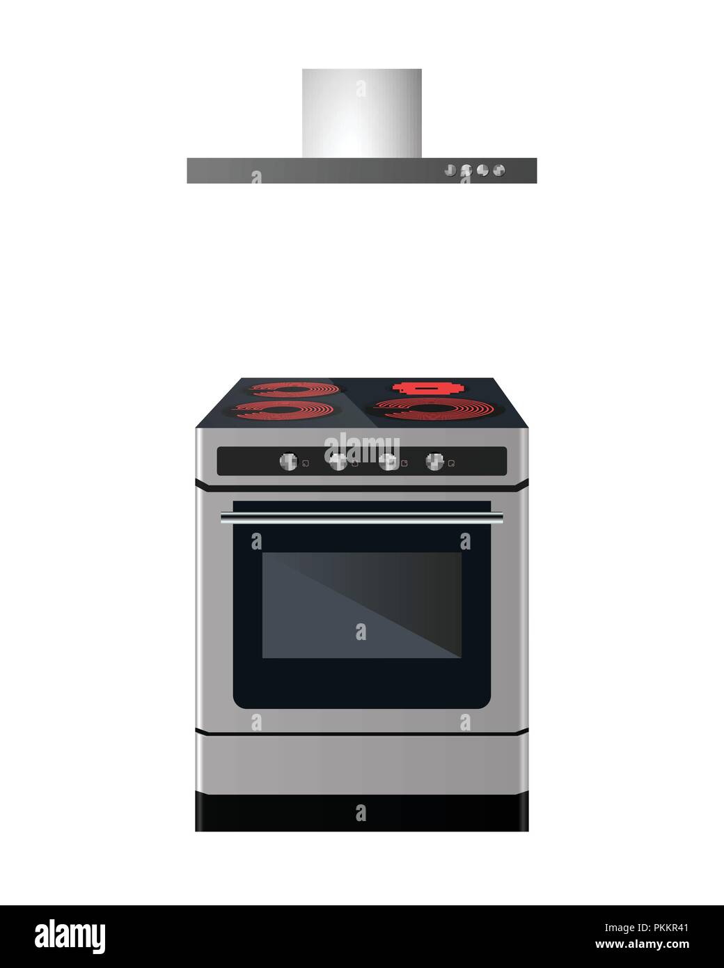 Electric cooker with exhaust ventilation. Vector illustration ...