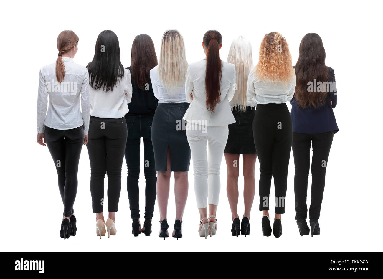 Back view group of business people. Rear view. Isolated over white ...