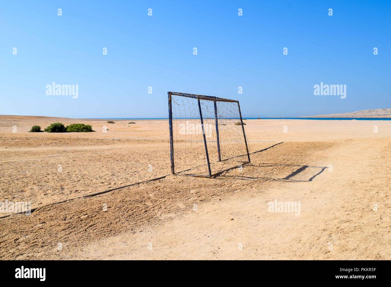 Goal on the beach, soccer goal in sand, egypt Stock Photo - Alamy