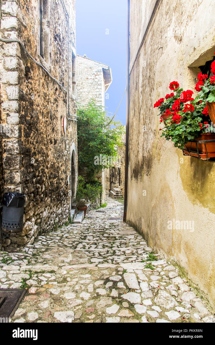 Narrow street Labro, Rieti, Lazio, Italy Stock Photo - Alamy