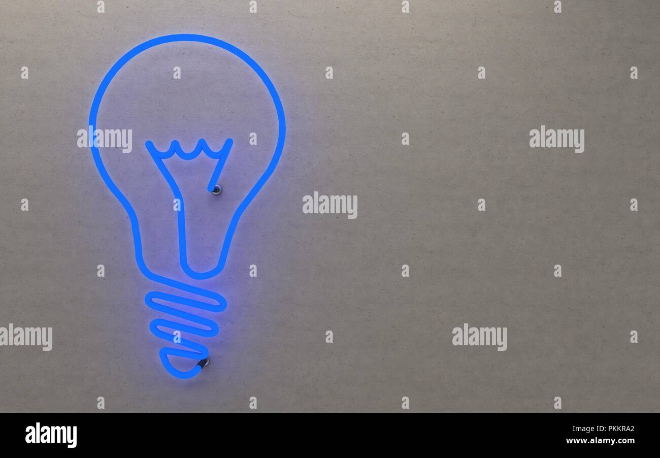glowing neon light light bulb. 3d rendering Stock Photo - Alamy