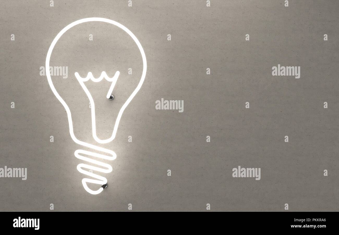 glowing neon light light bulb. 3d rendering Stock Photo - Alamy