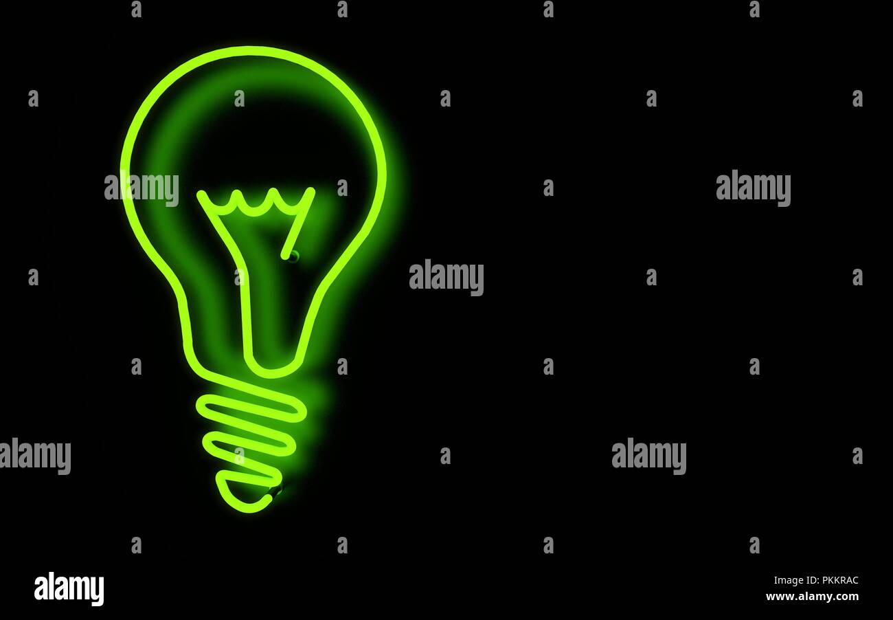 glowing neon light light bulb. 3d rendering on black background Stock ...