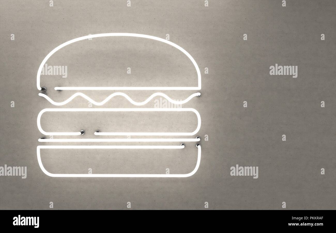 glowing neon light burger. 3d rendering Stock Photo - Alamy