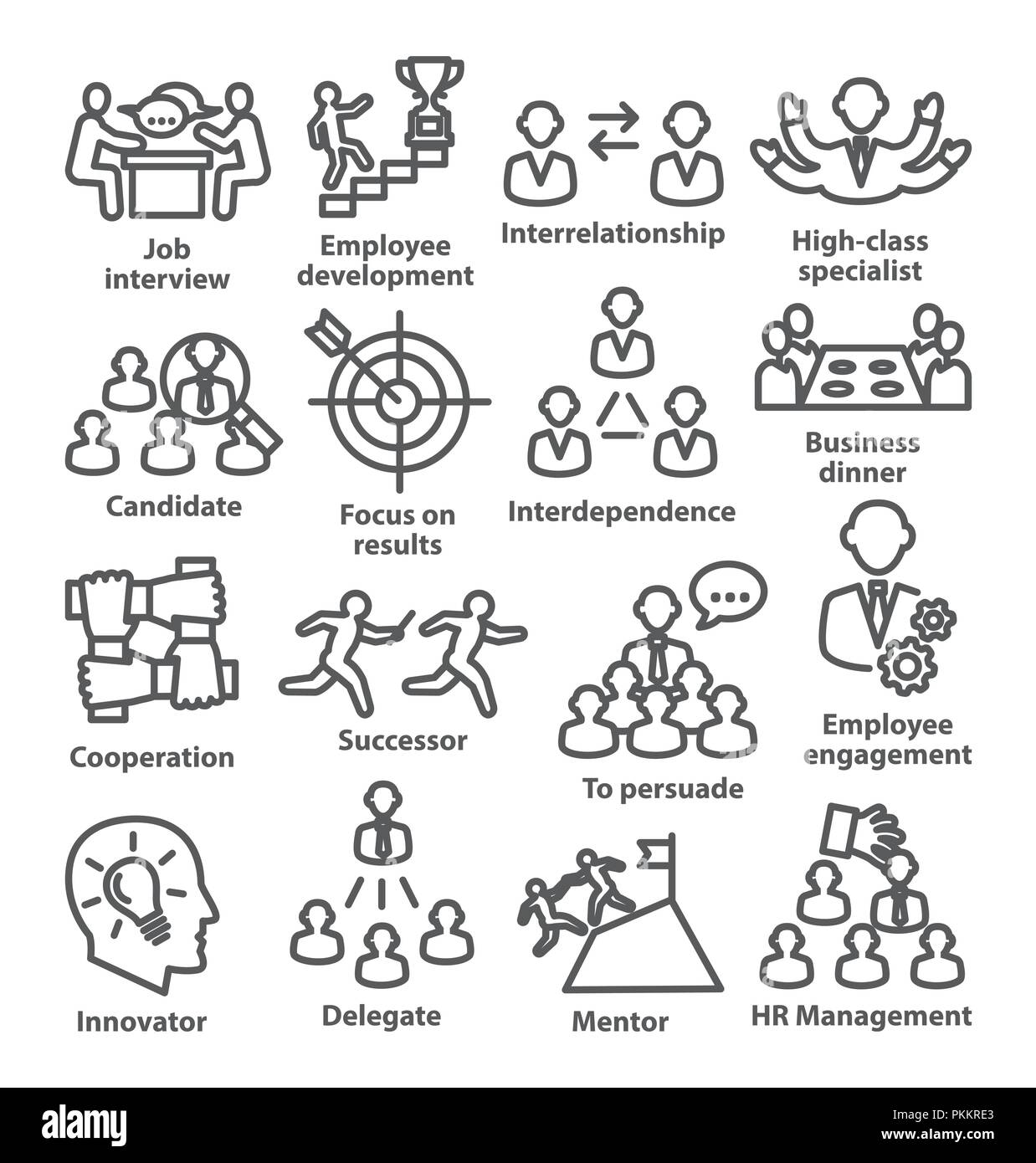 Management line icon pack Black and White Stock Photos & Images - Alamy