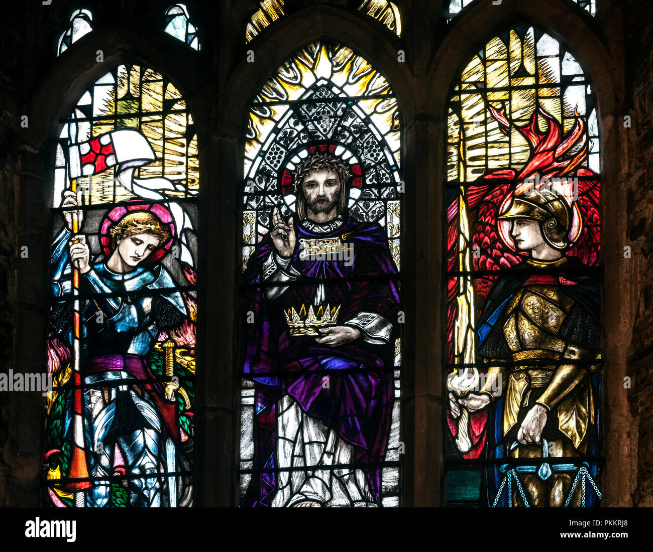 Saint George, Christ and Saint Michael stained glass in St. Botolph`s ...