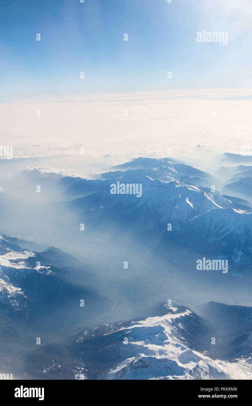 Aerial view of the Swiss alps. Flying over Alps. Amazing view on ...