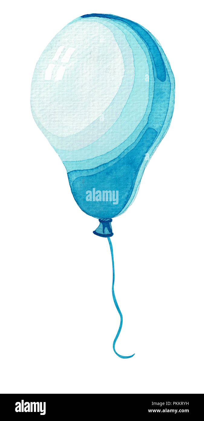 Blue balloon isolated on background. Watercolor painting Stock Photo ...