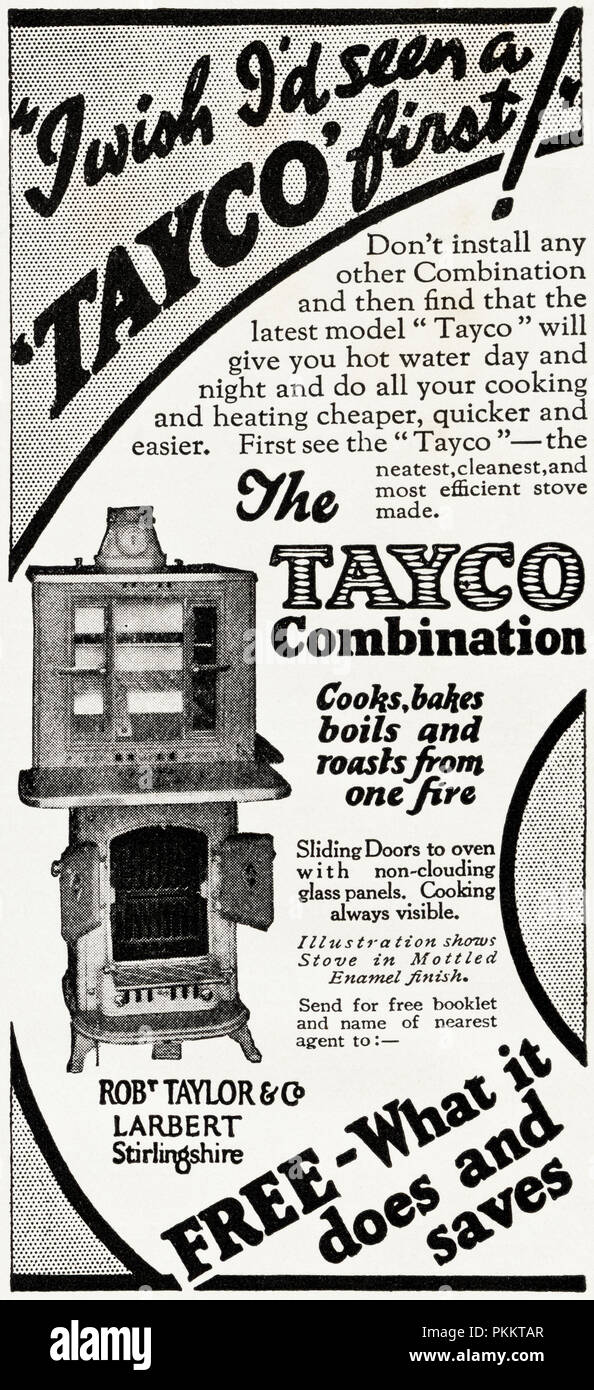 1930s old vintage original advert advertising Tayco combination cooker ...