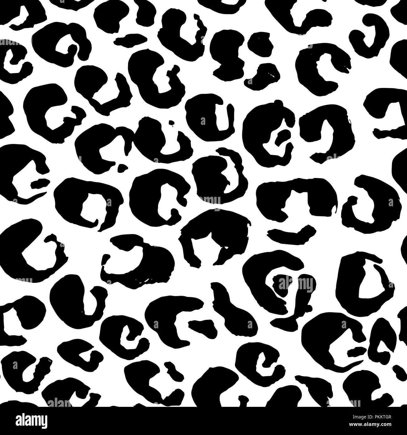 Seamless black and white leopard pattern. Animal skin grunge texture ...