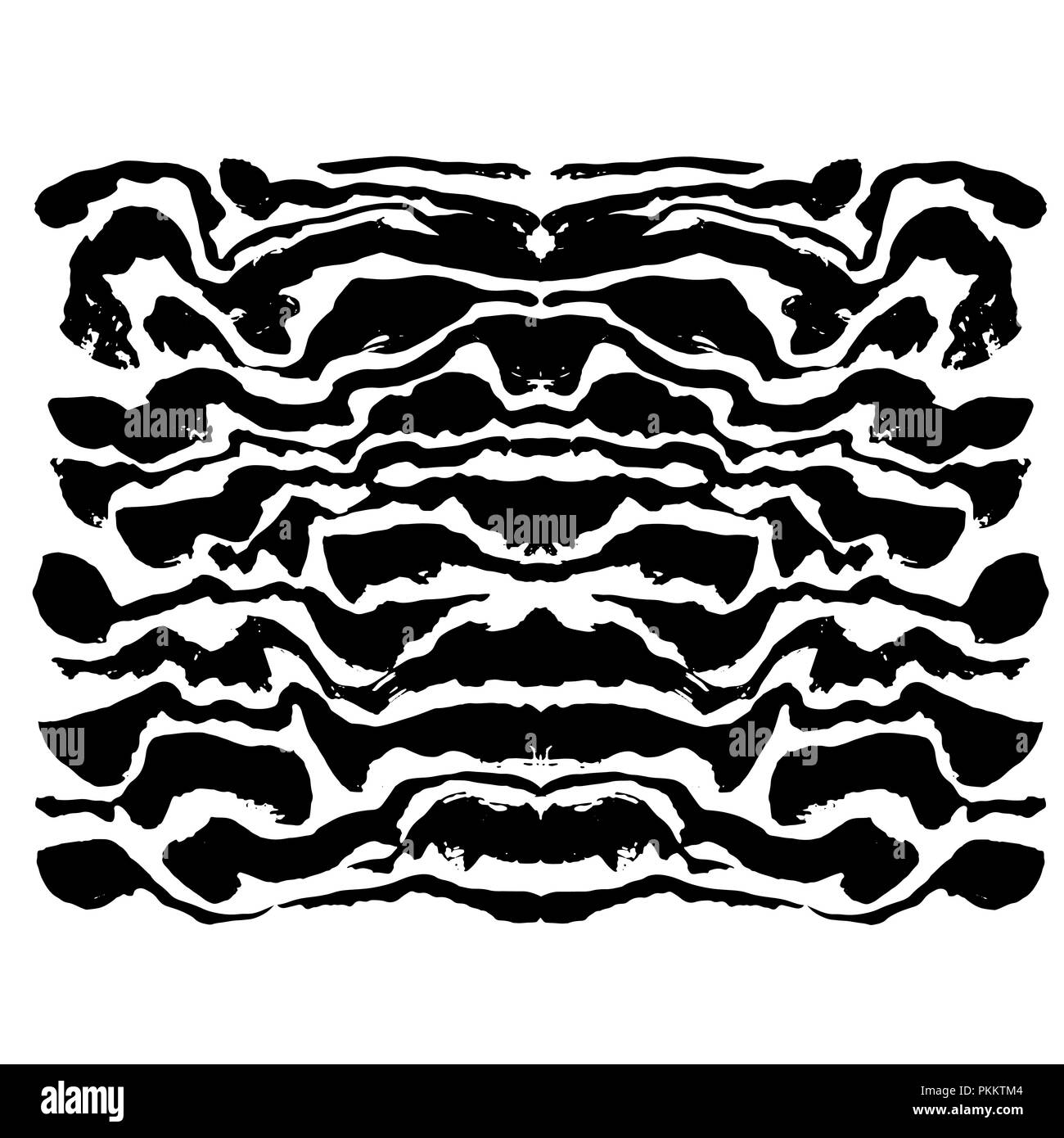 Brush painted wave pattern. Black and white stripes grunge background ...