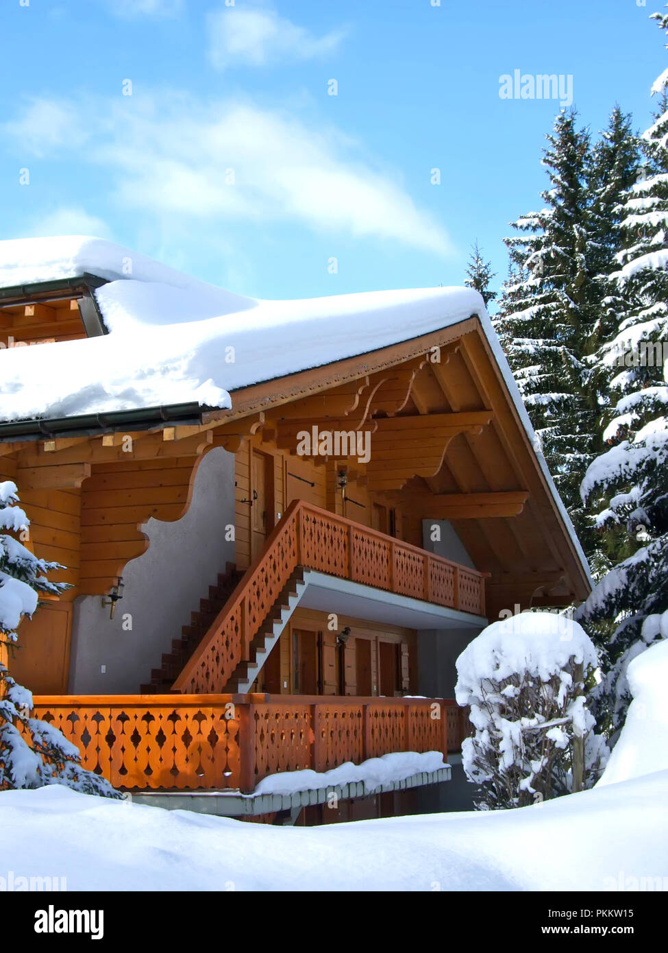 Wooden cottage in Swiss Alps Stock Photo - Alamy