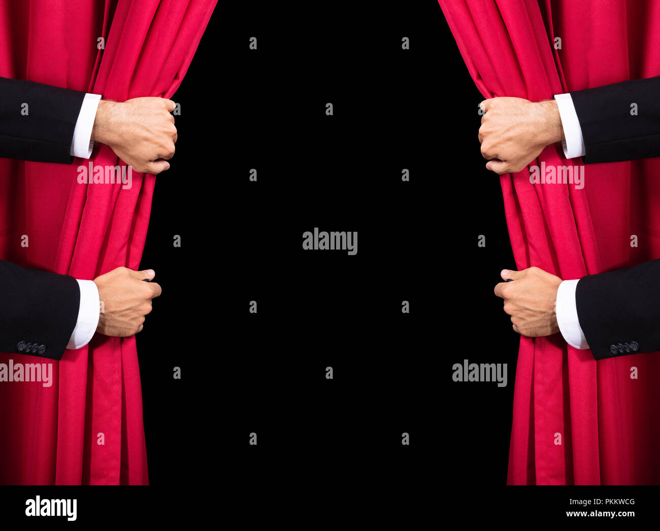 Hand opening stage curtain hi-res stock photography and images - Alamy