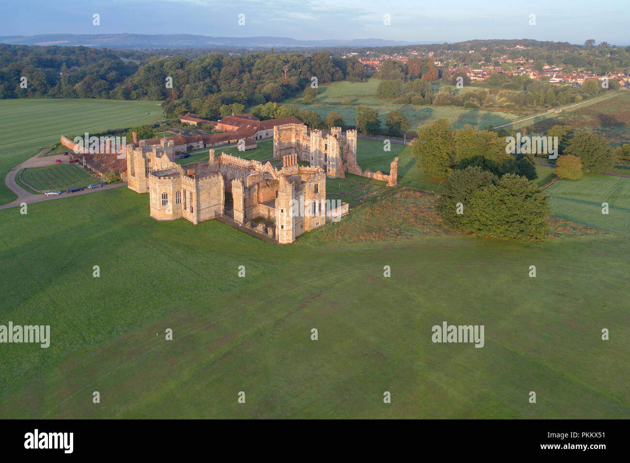 aerial view of the ruins of cowdray house in cowdray park west sussex ...