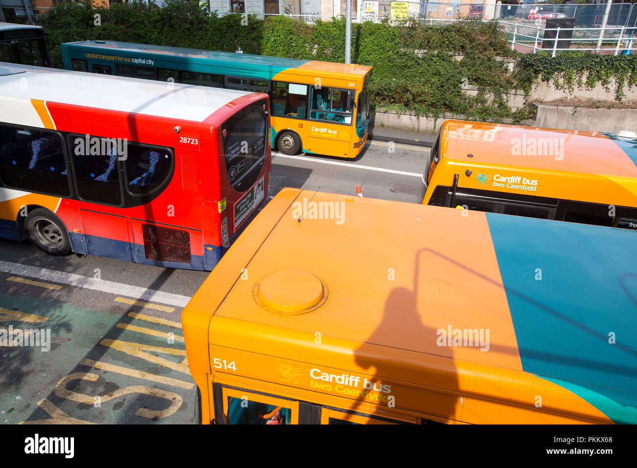 Buses in Cardiff, Wales, UK Stock Photo - Alamy