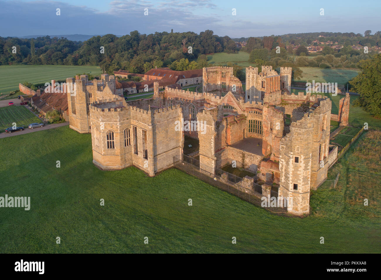 aerial view of the ruins of cowdray house in cowdray park west sussex ...