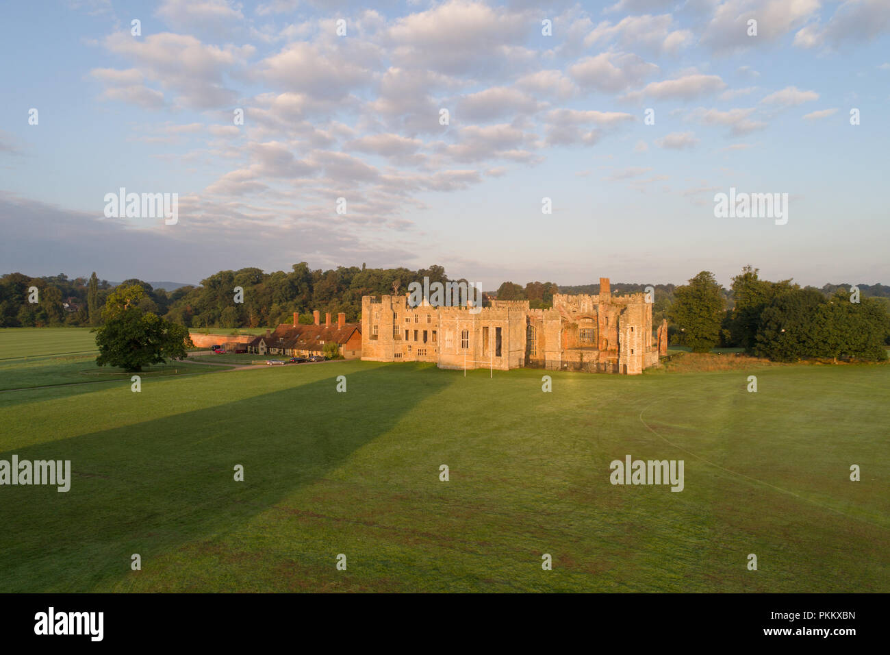 aerial view of the ruins of cowdray house in cowdray park west sussex ...
