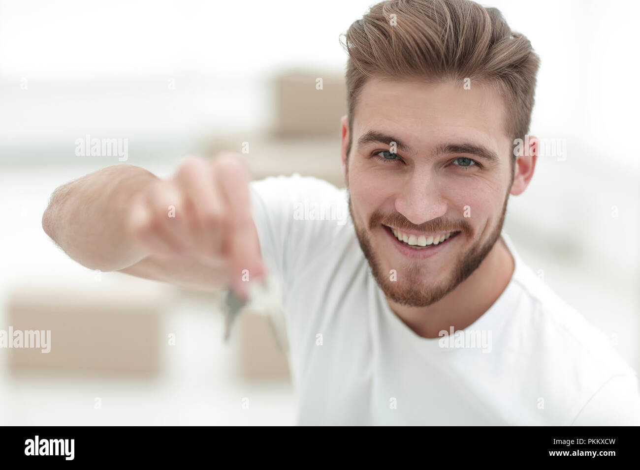 closeup.happy the man with the keys to new apartments Stock Photo - Alamy