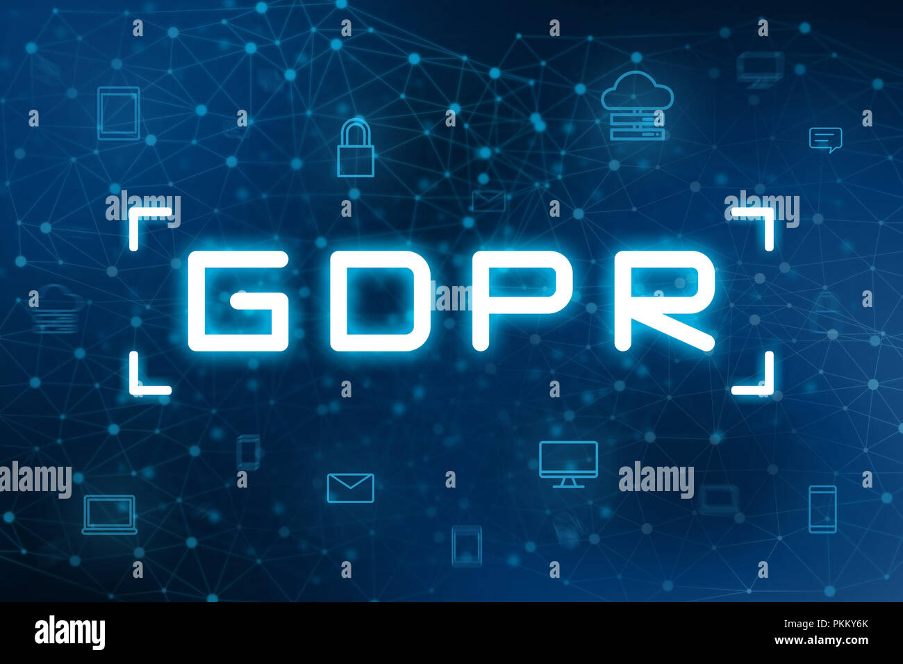 GDPR with digital icon and blue futuristic technology background Stock ...