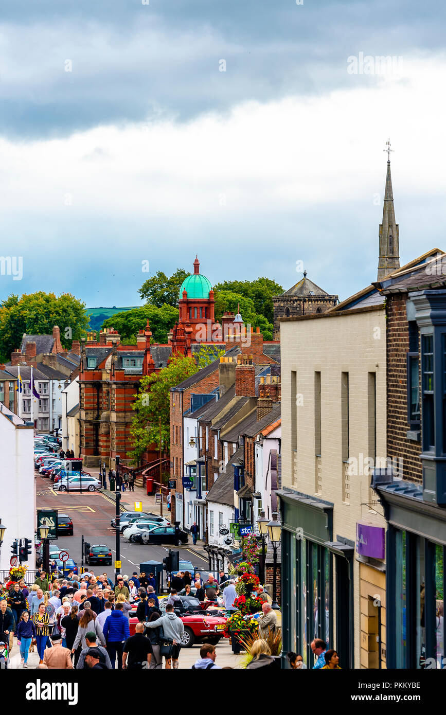 Durham city centre historic architecture and street scene along Elvet ...