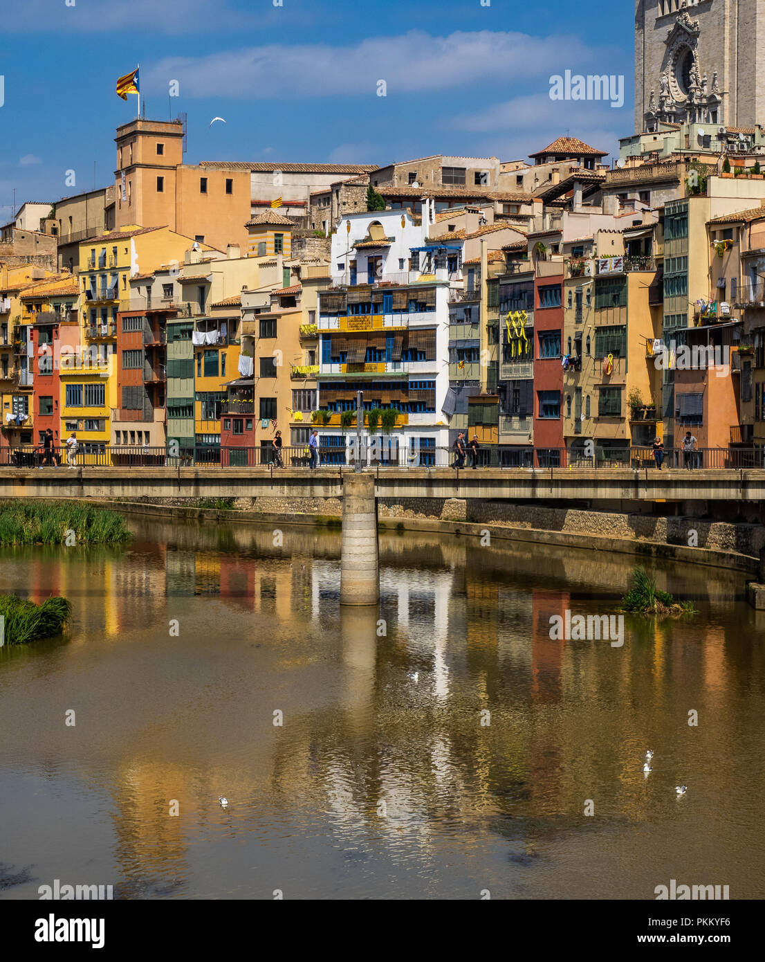 Colourful houses in Barri Vell, the name given to the Girona's old ...