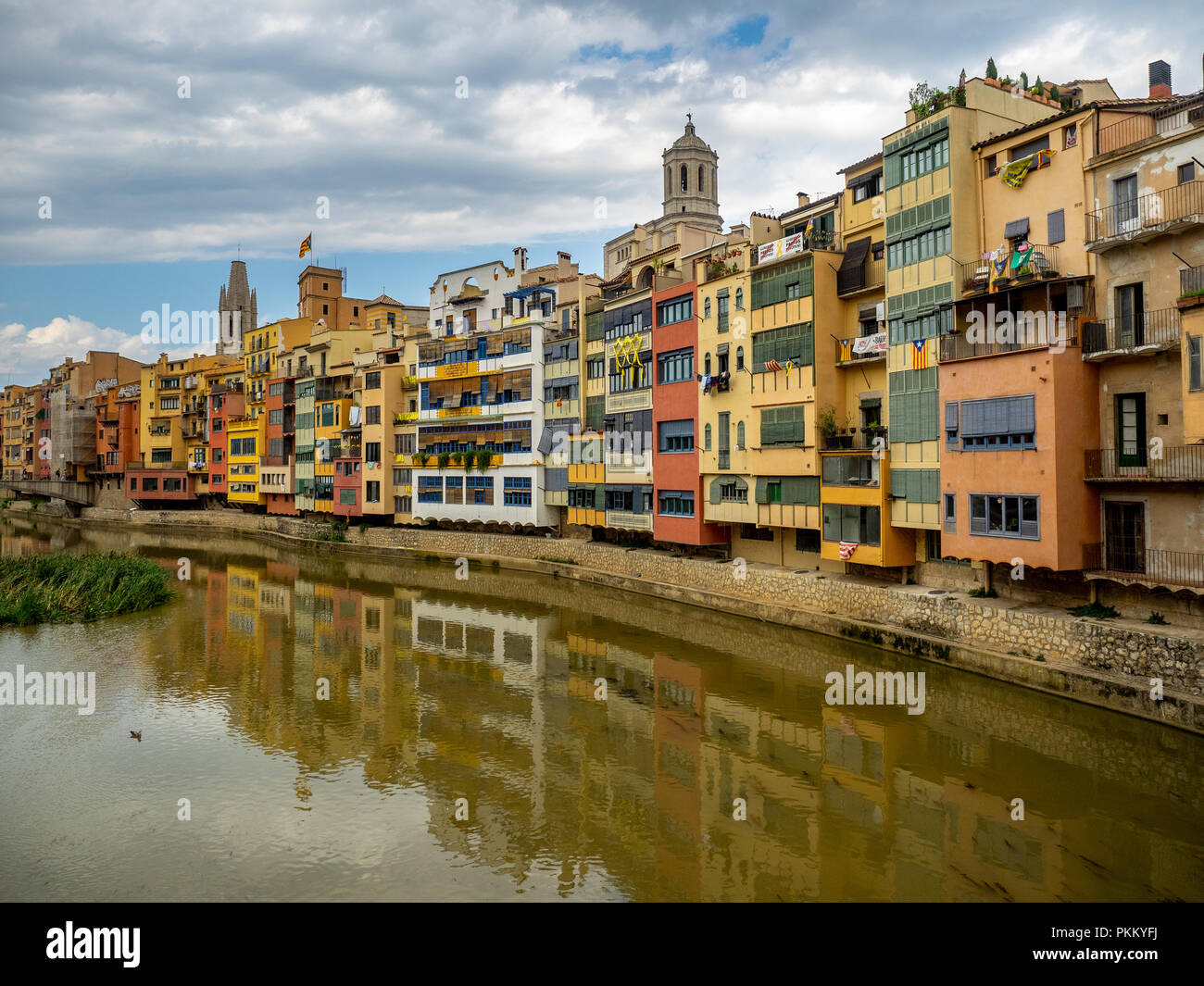 Colourful houses in Barri Vell, the name given to the Girona's old ...