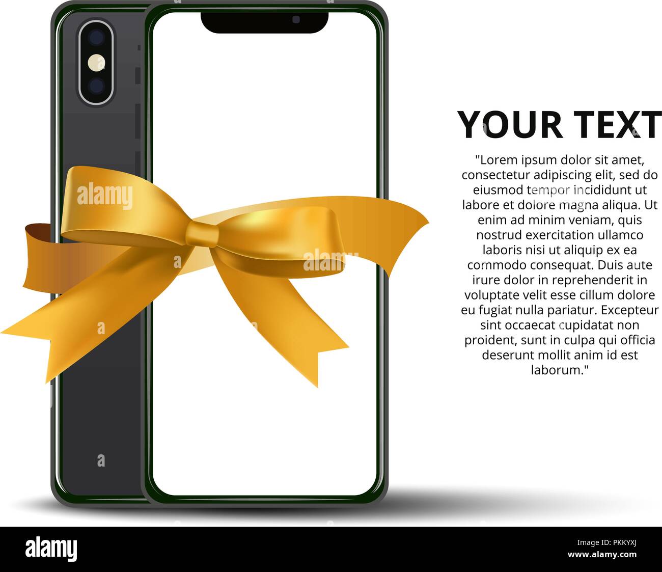 Banner with phone and gold ribbon Stock Vector Image & Art - Alamy