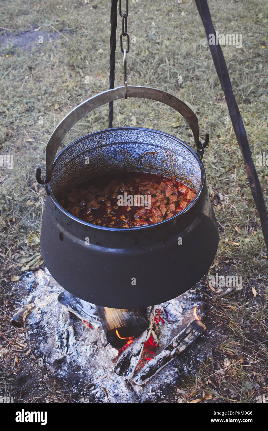 Outdoor cooking over campfire in Gerrmany Stock Photo - Alamy