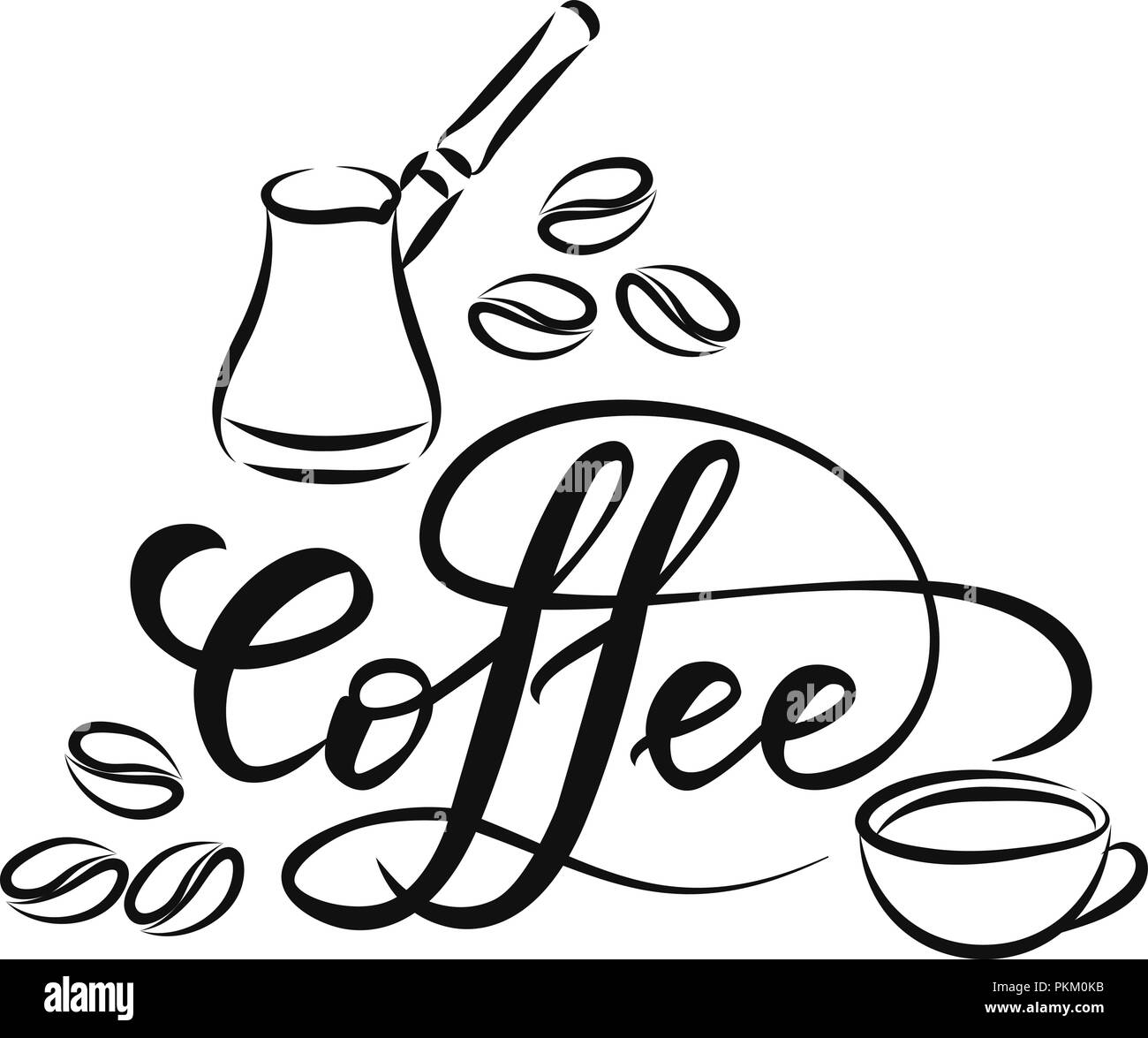 Line drawing coffee cup heart Black and White Stock Photos & Images - Alamy