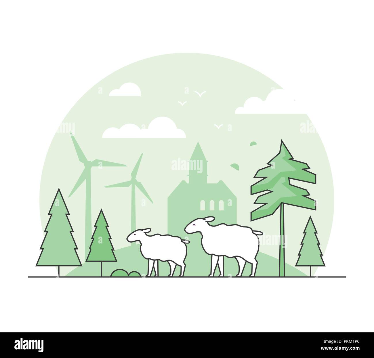 Place with sheep Stock Vector Images - Alamy