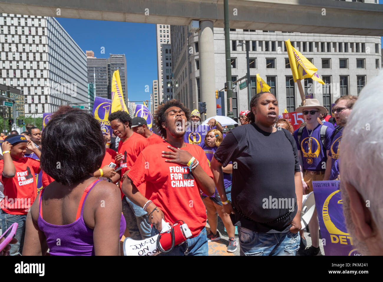 Detroit, Michigan - Joined by other low-wage workers, janitors in ...