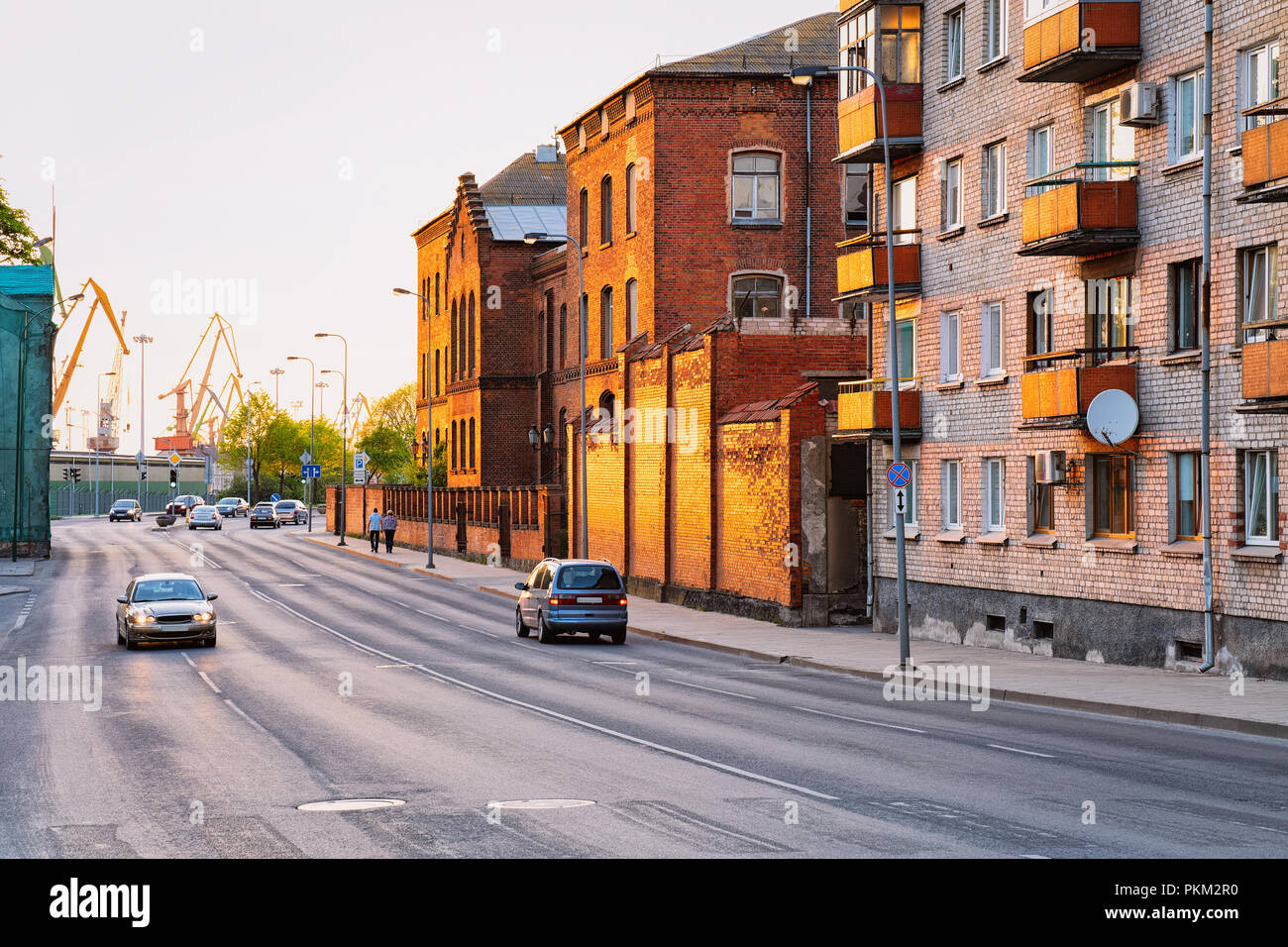 Street architecture in Old town of Klaipeda in Lithuania, Eastern ...