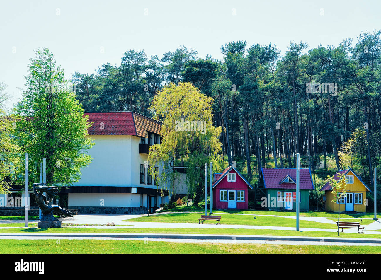 Buildings architecture in Nida resort town near Klaipeda in Neringa in ...