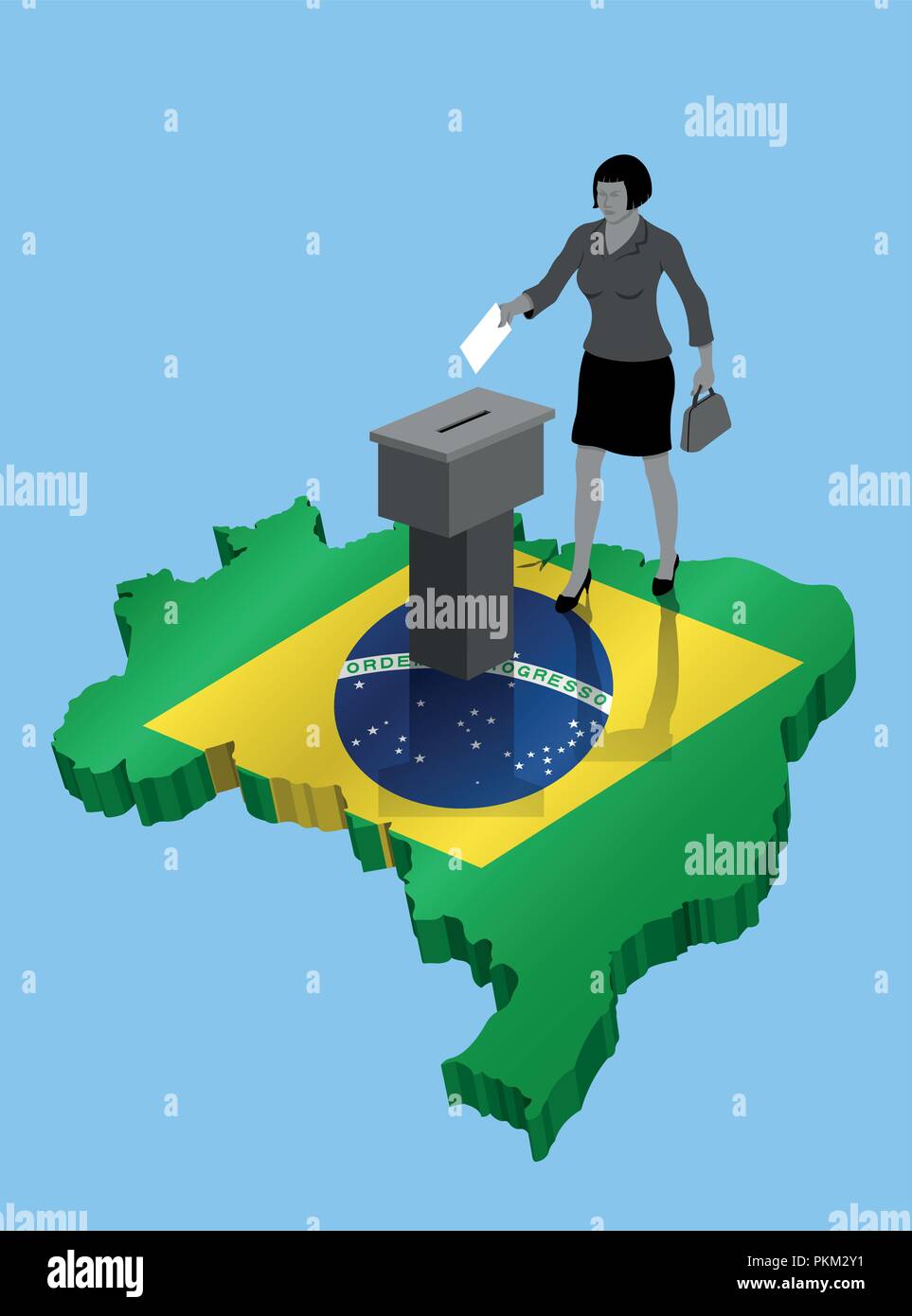 Brazilian citizen voting for Brazil election over an 3D Map. All the ...