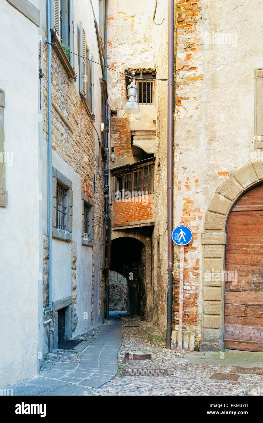 Ancient Street in Lower City of Bergamo in Lombardy in Italy Stock ...