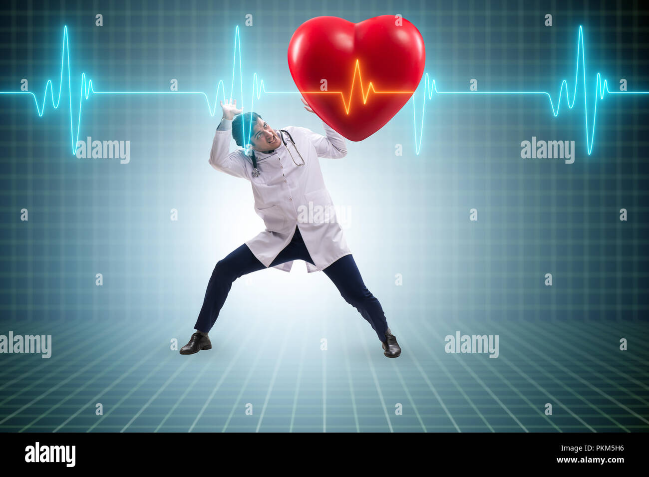 Doctor cardiologist supporting cardiogram heart line Stock Photo - Alamy