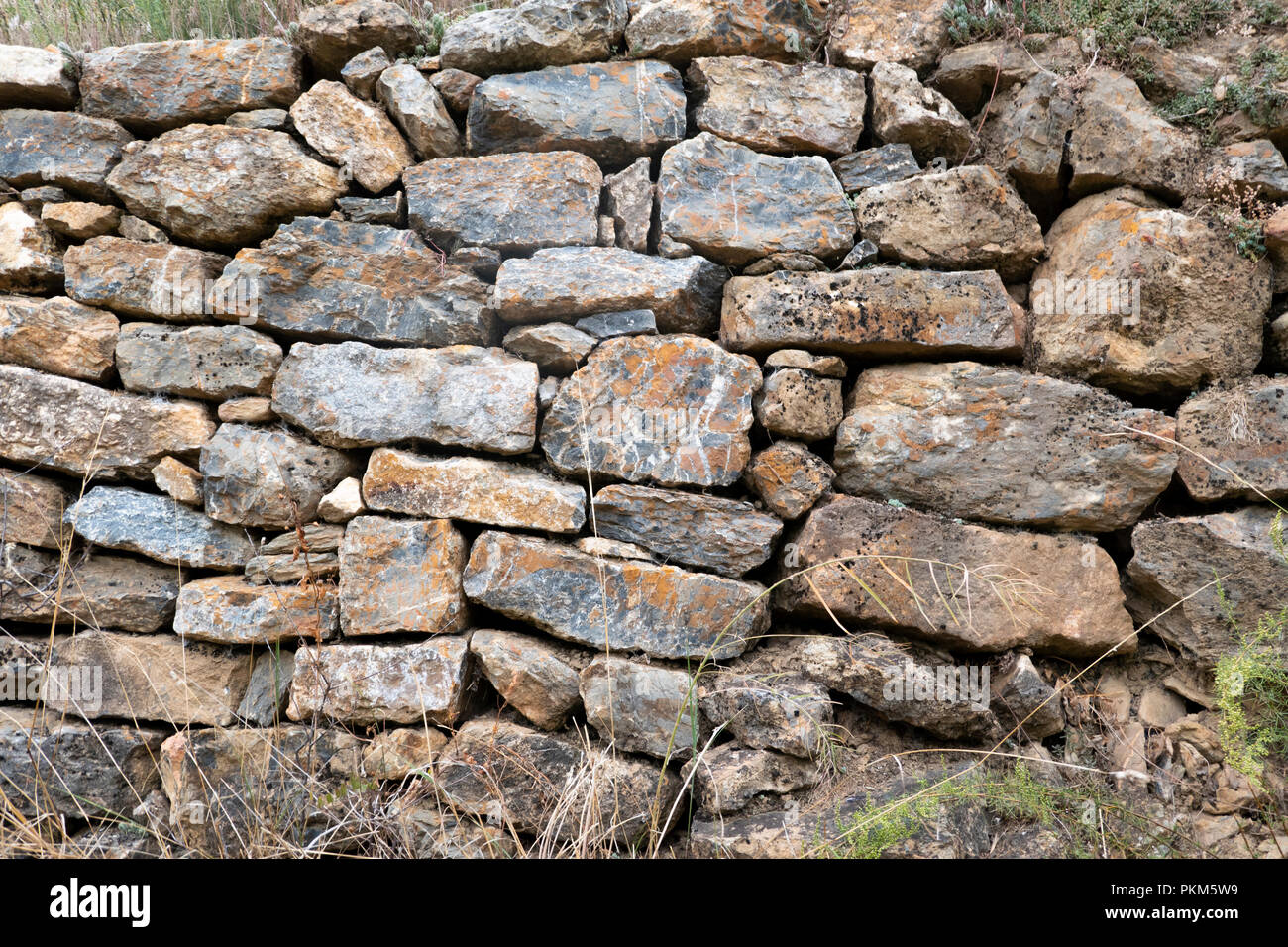 Dry stone walls in Sort in the Spanish Pyrenees Stock Photo - Alamy