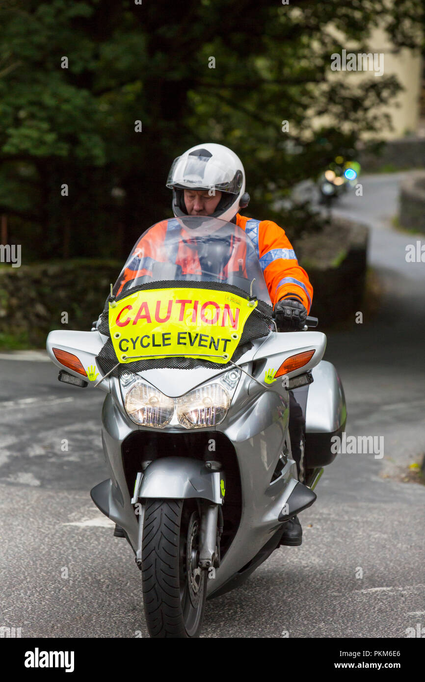 Policing the tour of Britain bike race passing through Clappersgate ...