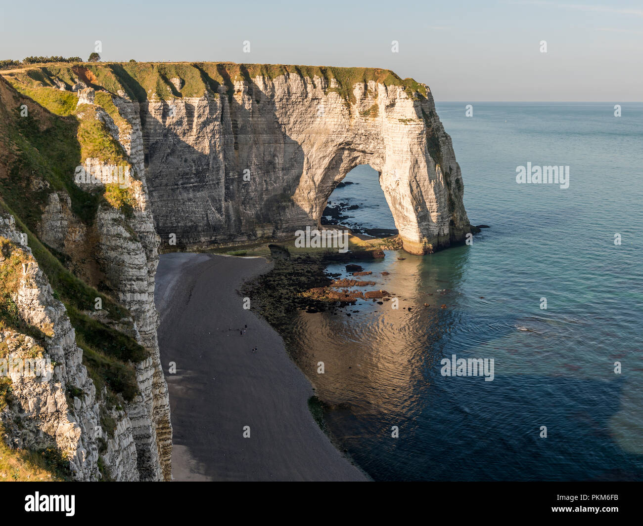 Chalk cliffs of Etretat (Normandy France) with the natural arch called ...