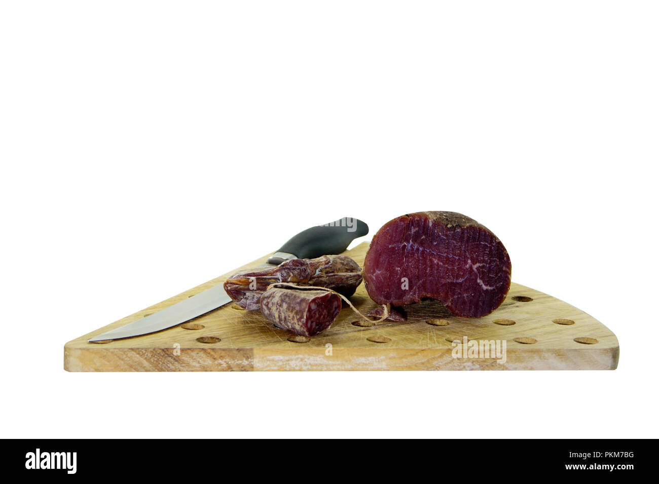 cold cuts on cutting board with knife Stock Photo - Alamy