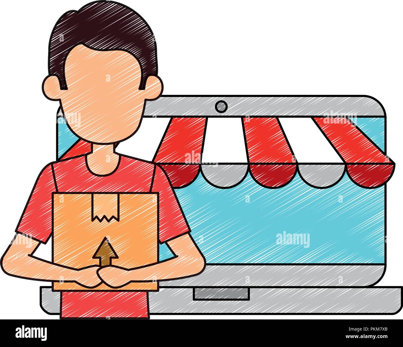 Logistics laptop computer delivery transportation Stock Vector Images ...