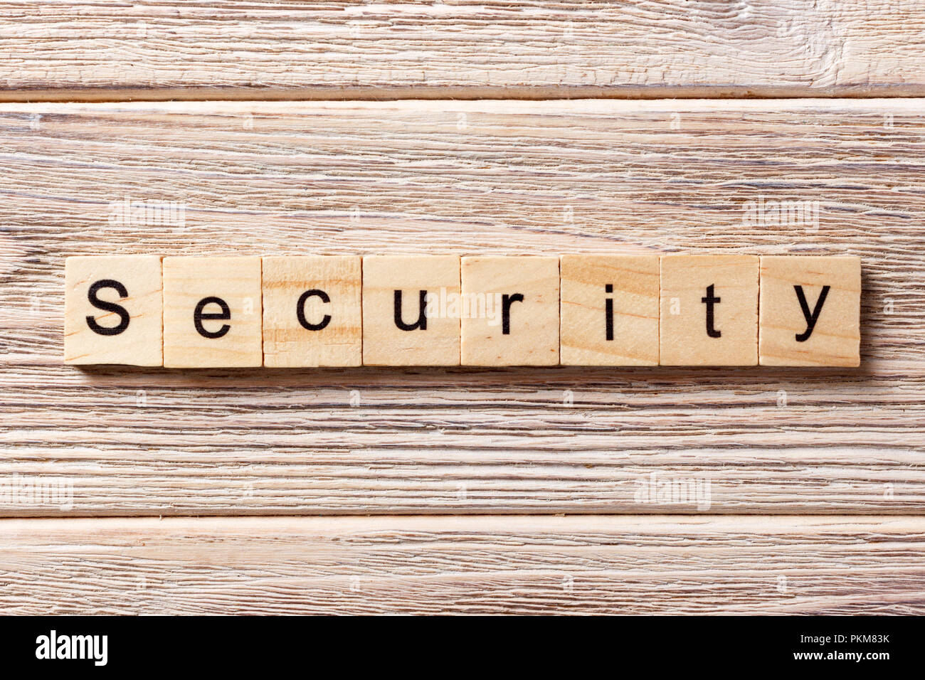 Security word written on wood block. Security text on table, concept ...
