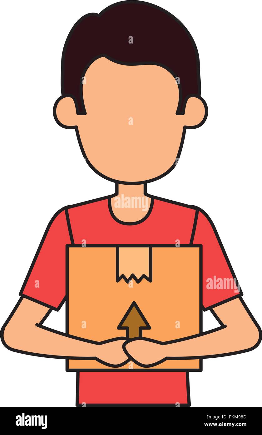delivery worker lifting box character Stock Vector Image & Art - Alamy