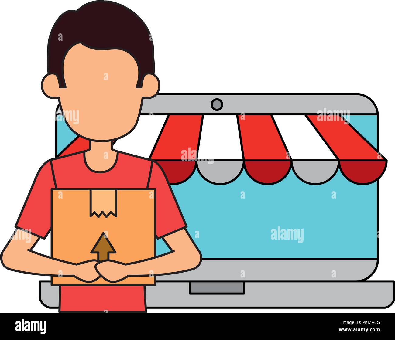 Man shipping boxes computer Stock Vector Images - Alamy