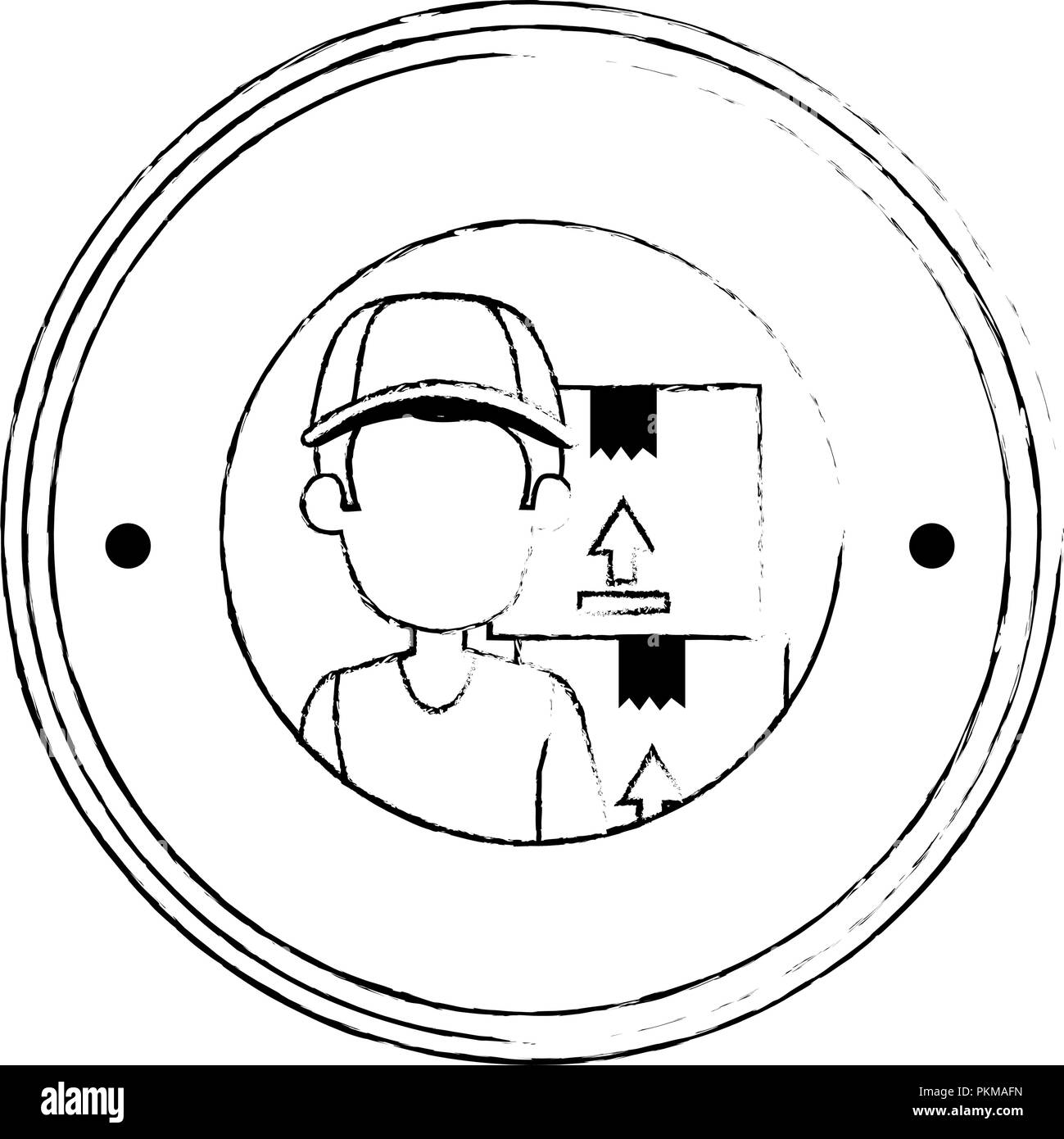 delivery worker with boxes seal stamp Stock Vector Image & Art - Alamy
