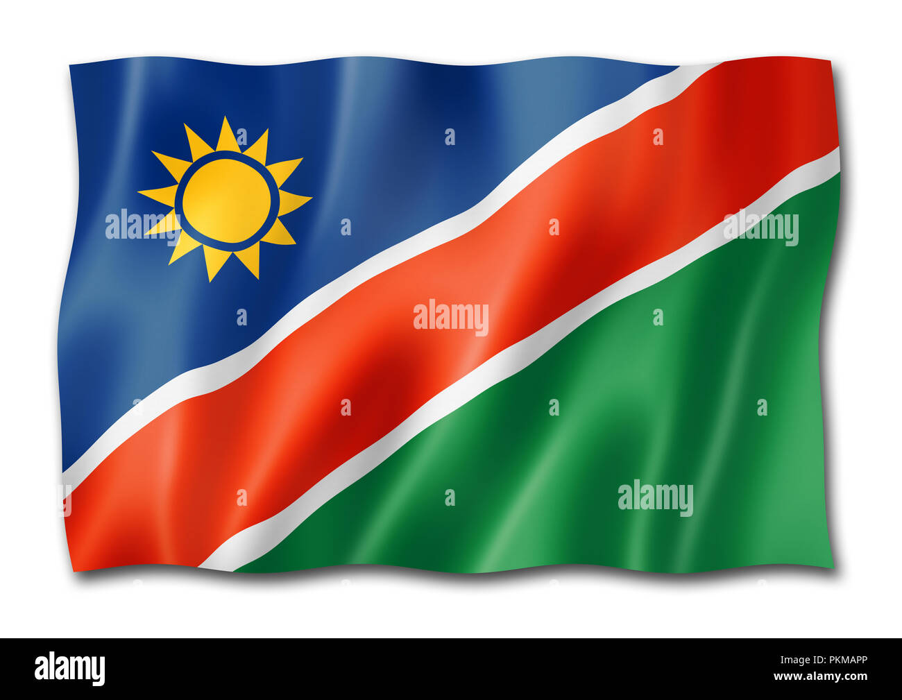 Namibia flag, three dimensional render, isolated on white Stock Photo ...
