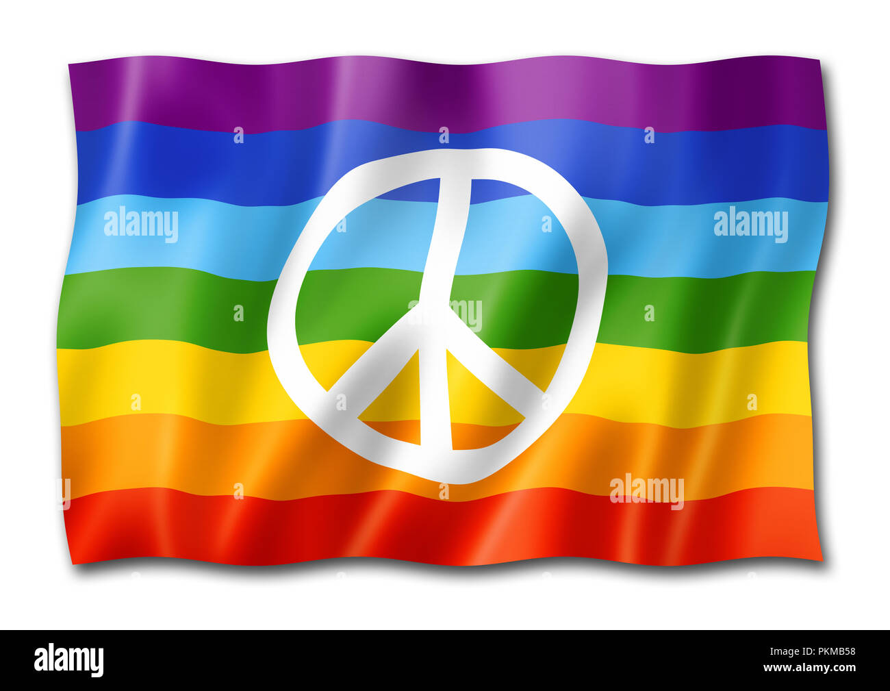 Rainbow peace flag, three dimensional render, isolated on white Stock ...